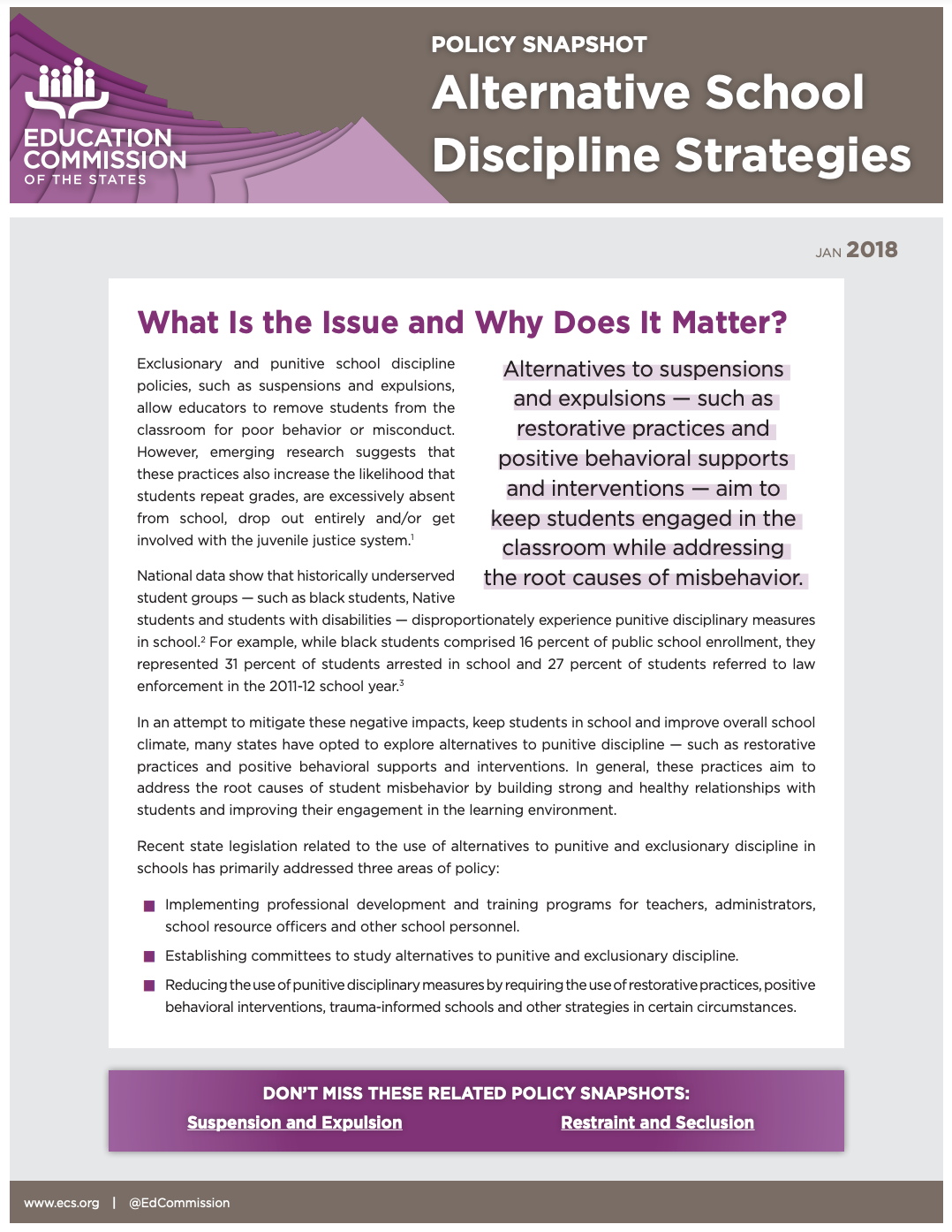 Alternative School Discipline Strategies - Education Commission of the ...