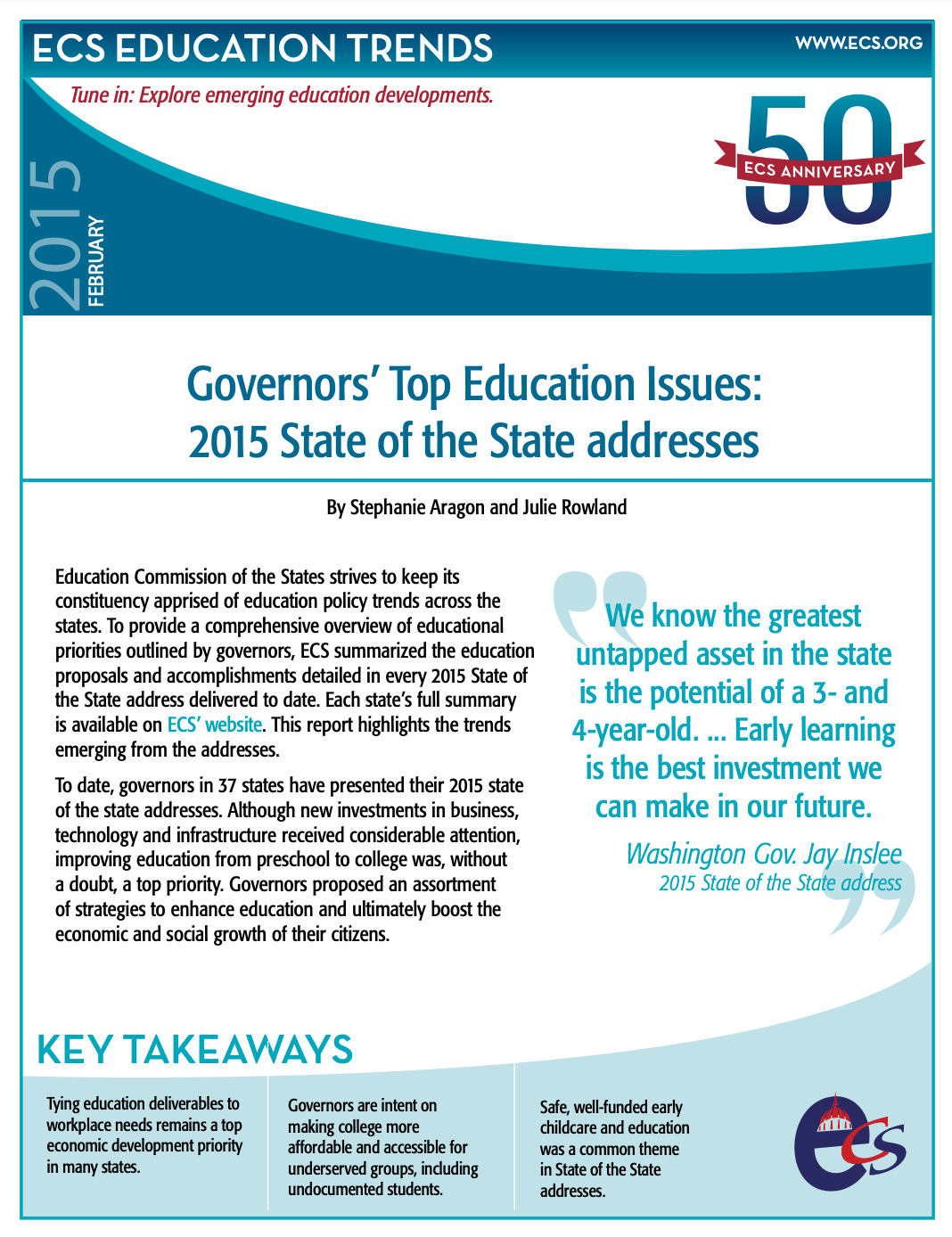 Governors' top education issues: 2015 state of the state addresses ...