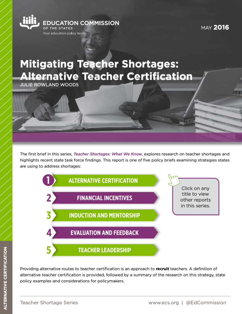Mitigating Teacher Shortages: Alternative Teacher Certification ...