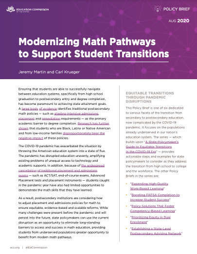 Modernizing Math Pathways to Support Student Transitions - Education ...