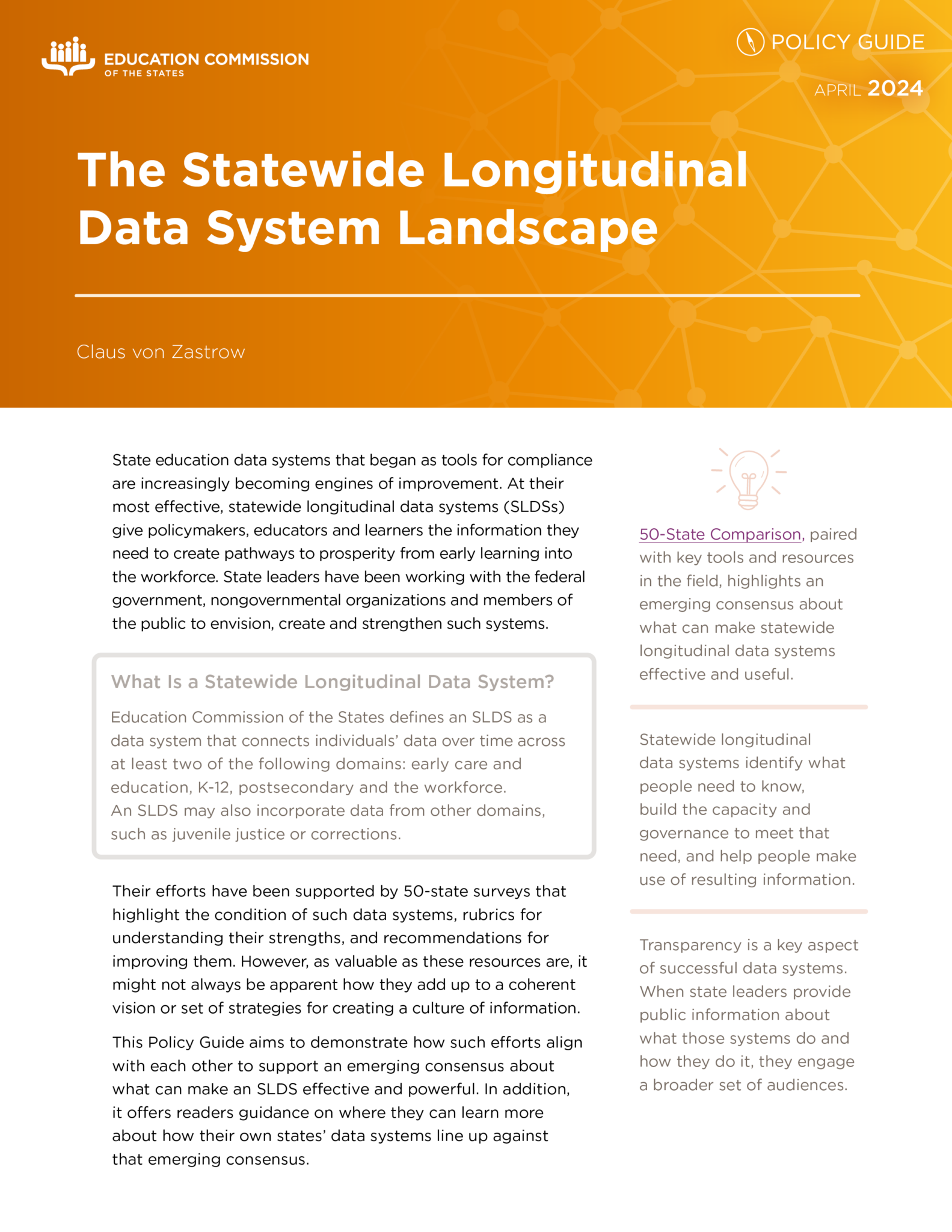 The Statewide Longitudinal Data System Landscape - Education Commission ...