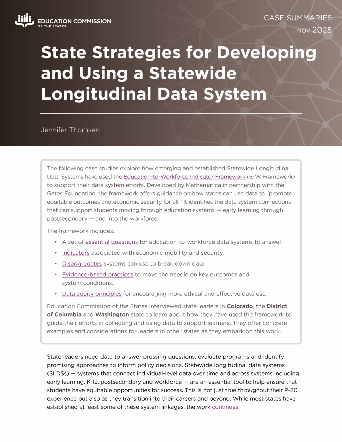 Strengthening State Data Systems Through the Education-to-Workforce ...