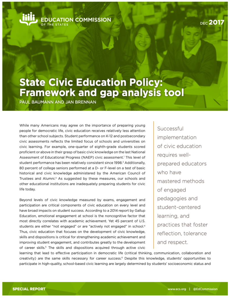 State Civic Education Policy: Framework and gap analysis tool ...