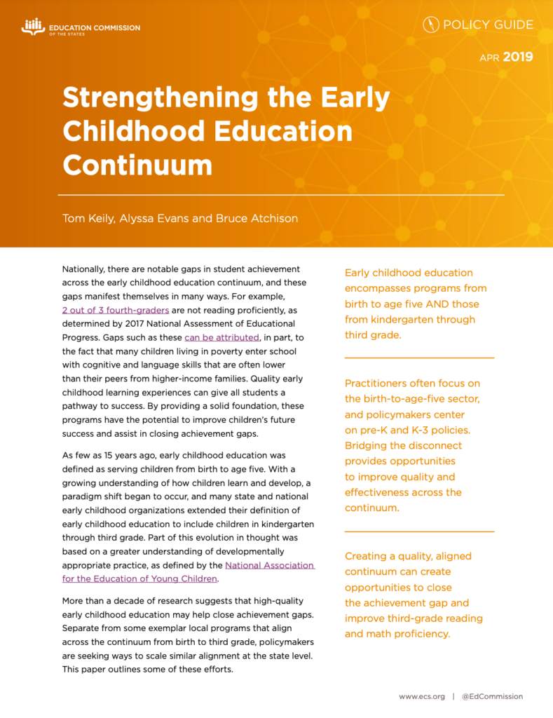 Strengthening the Early Childhood Education Continuum - Education ...